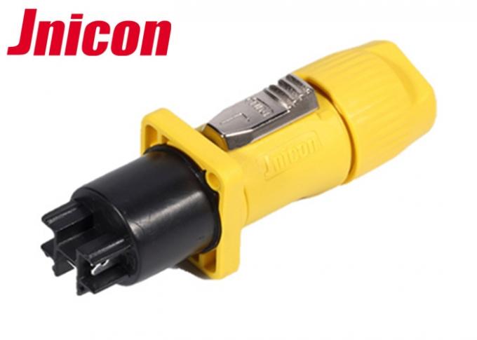 IP44 / IP65 Waterproof Electrical Plug Connectors Yellow And Black Shell