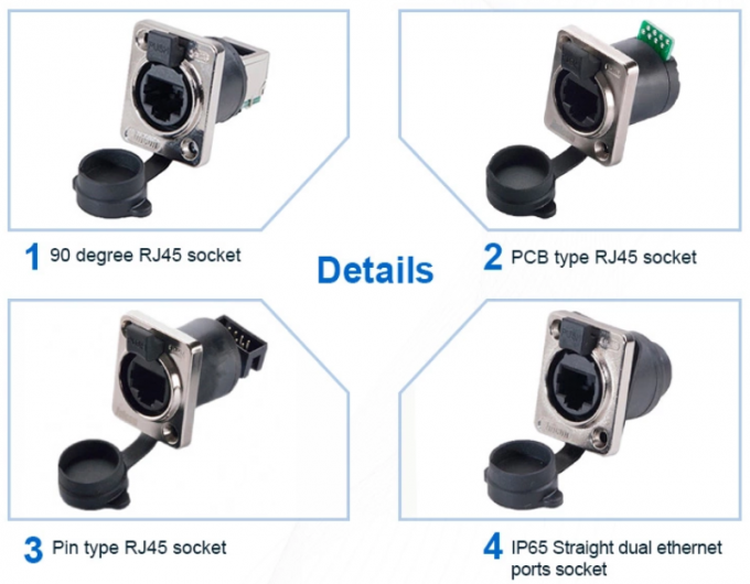 Panel Mount Signal IP65 Ethernet Connector With UL / CE / TUV Certification