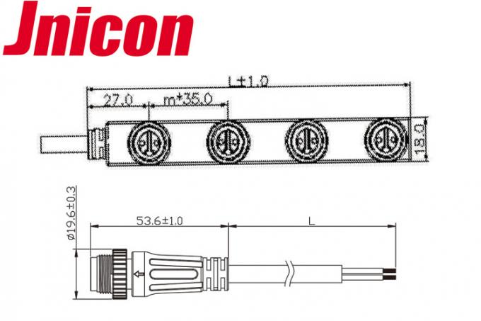 Jnicon LED Waterproof Power Connector , Waterproof M15 Connector 4 Way ...