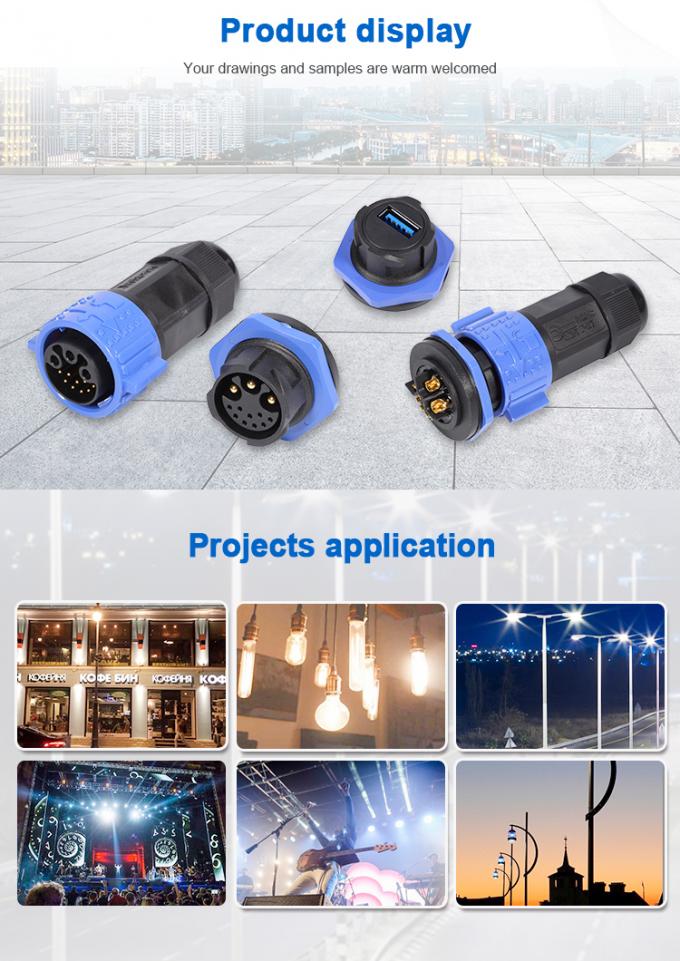 Panel Mount Electrical Round Multi Pin Connectors 3 Pin Power And 9 Pin ...