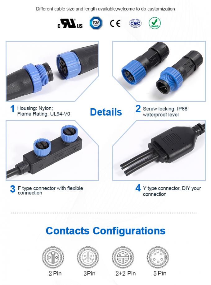 F Type Outdoor Waterproof Connectors , Splitter Version Cable IP68 ...
