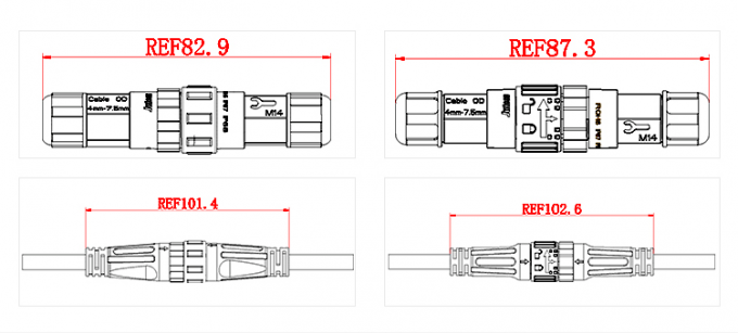 300V 40A IP67 Round Electrical Connectors M16 3 Conductor UL Approved