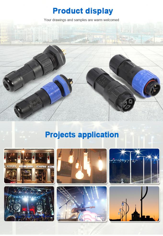 4 Poles Waterproof Male Female Connector , Plastic Circular Plastic ...
