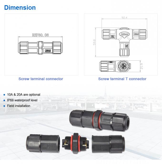 IP68 Waterproof Cable Connector Screw Fixing , Waterproof Electric ...