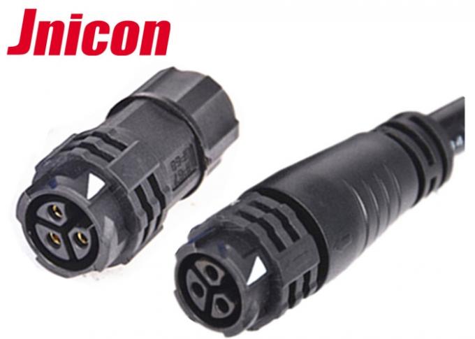 Black 3 Pin Circular Connector Waterproof Assembly And Molded Cable 3 ...
