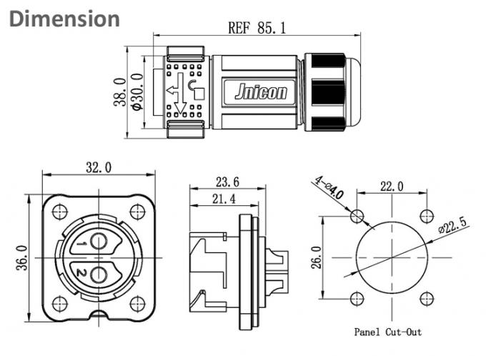 Jnicon M25 2 PIN High Current Waterproof Connectors