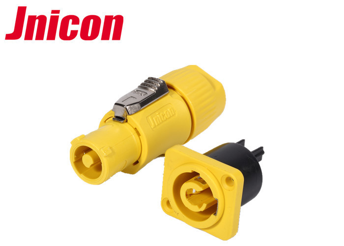 Powercon Waterproof Plug Socket , Yellow IP44 Waterproof 3 Pin Plug And ...