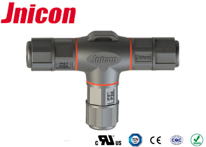 T Type Outdoor IP68 Wire Connector 2 Pin Screw Locking For Connecting Cable