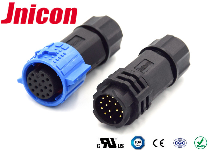 Inline 16 Pin Push Locking Waterproof Circular Connectors PA66